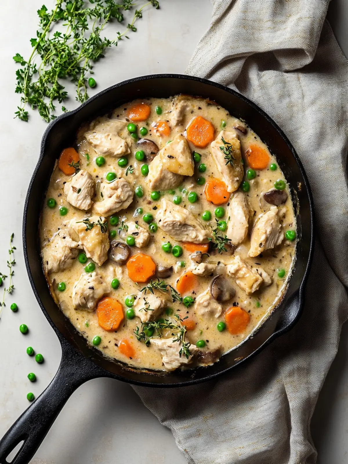 Irresistible Low Calorie High Protein Crustless Chicken Pot Pie Skillet