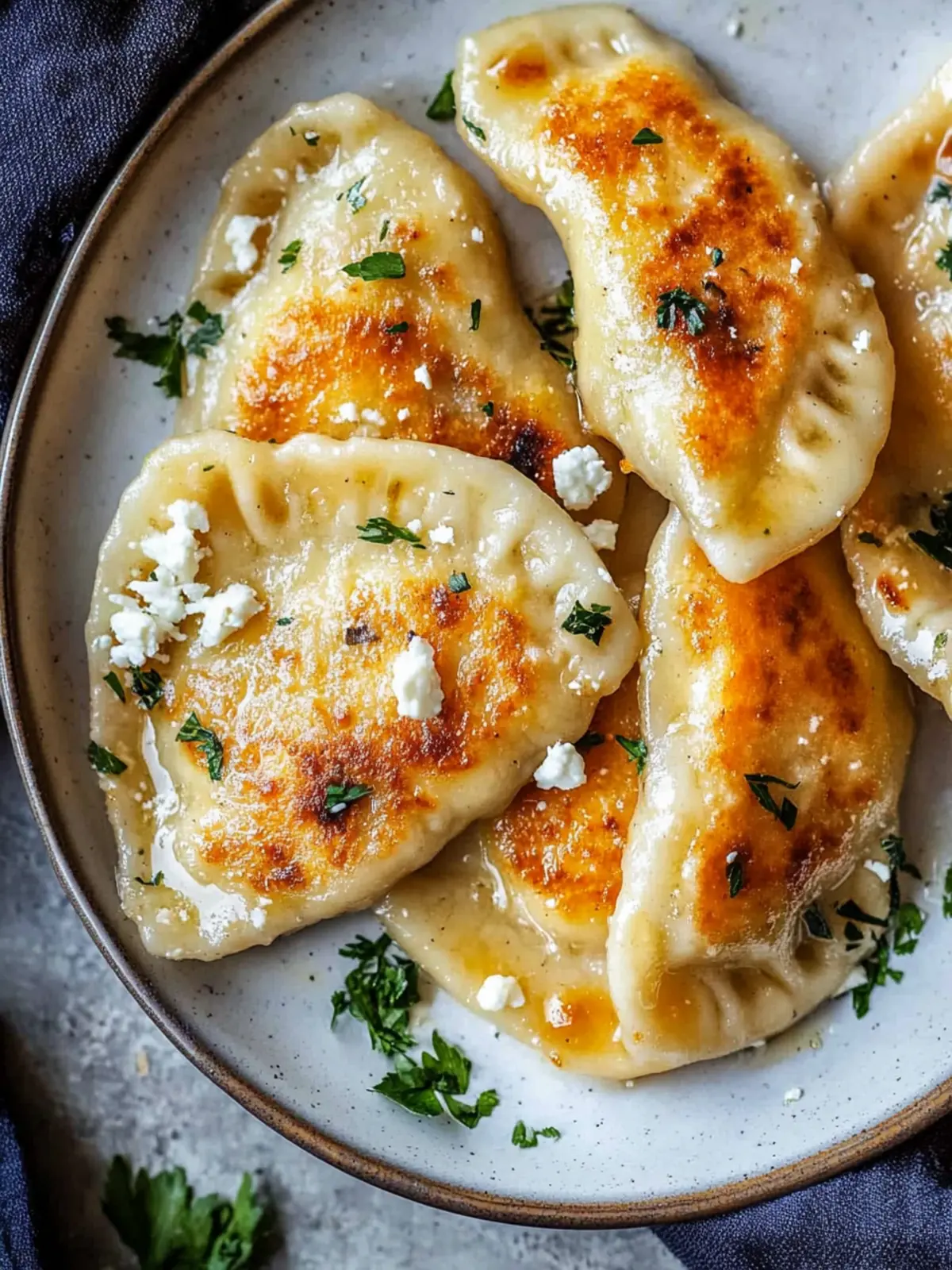 Easy Roasted Butternut Squash Feta Pierogi with Savory Butter