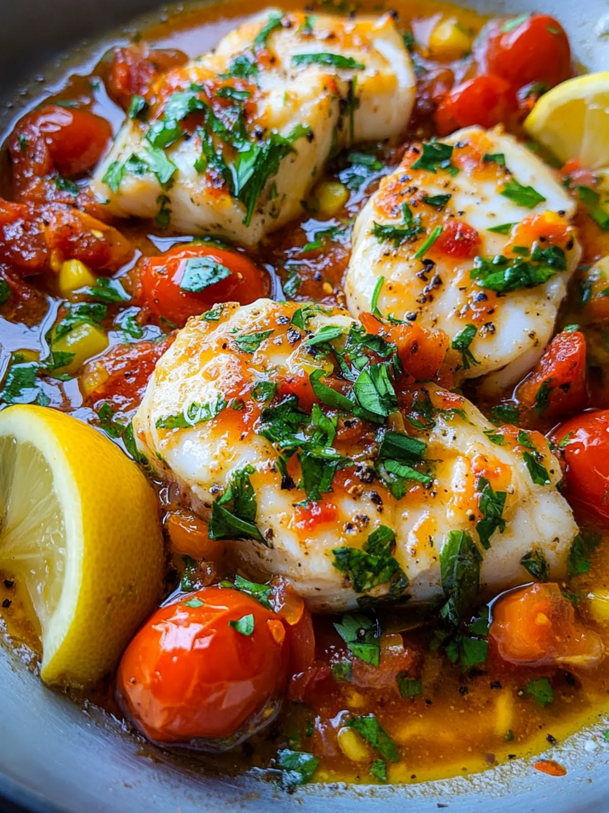 Irresistible Cod in a Tomato Lemon Butter Sauce - 30 Minutes