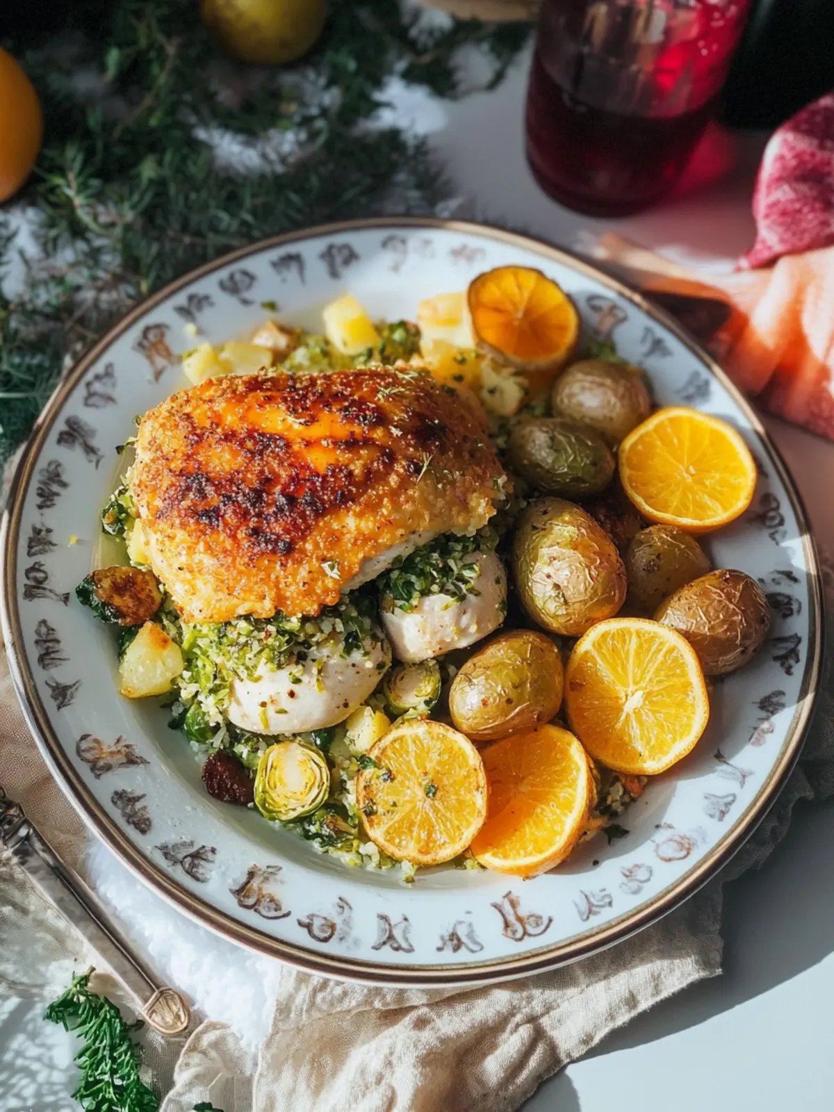Irresistible Citrus Fennel Stuffed Chicken & Crispy Roasted Potatoes
