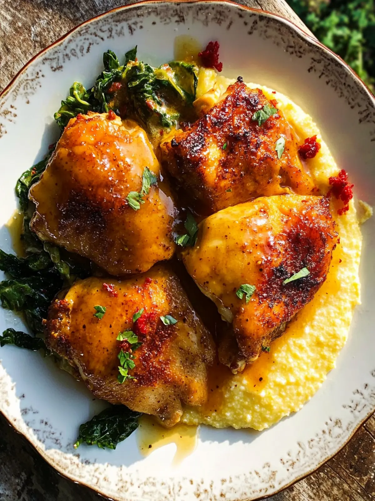 Irresistible Spicy Maple Glazed Chicken with Cheddar Polenta