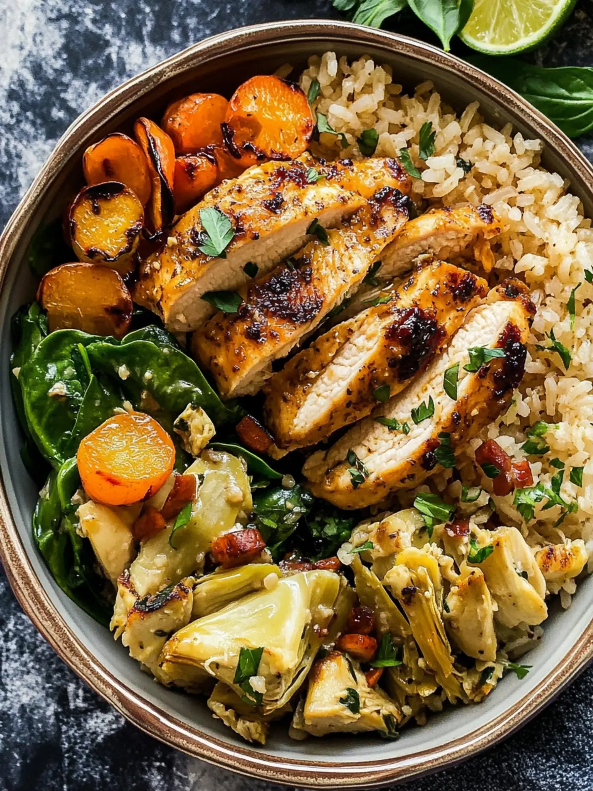 Irresistible Honey Mustard Chicken with Spinach and Artichoke Rice