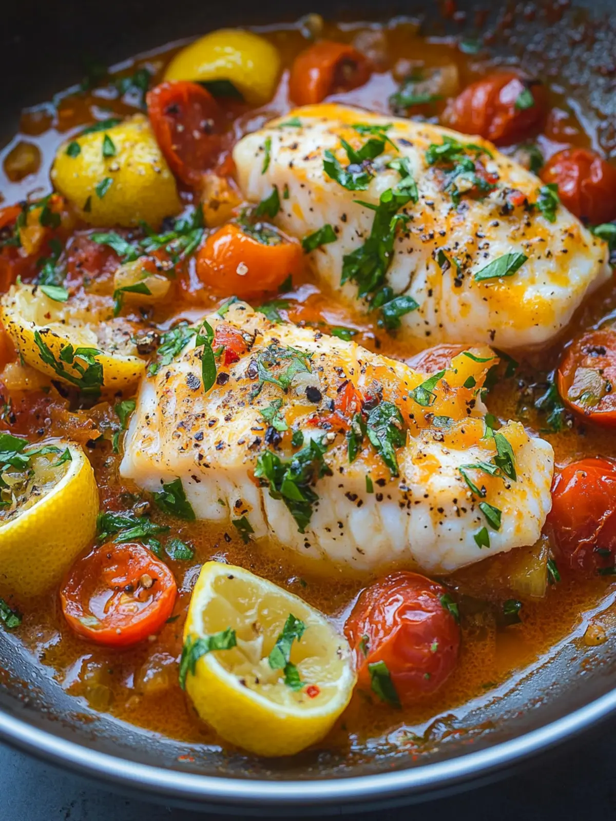 Irresistible Cod in a Tomato Lemon Butter Sauce - 30 Minutes