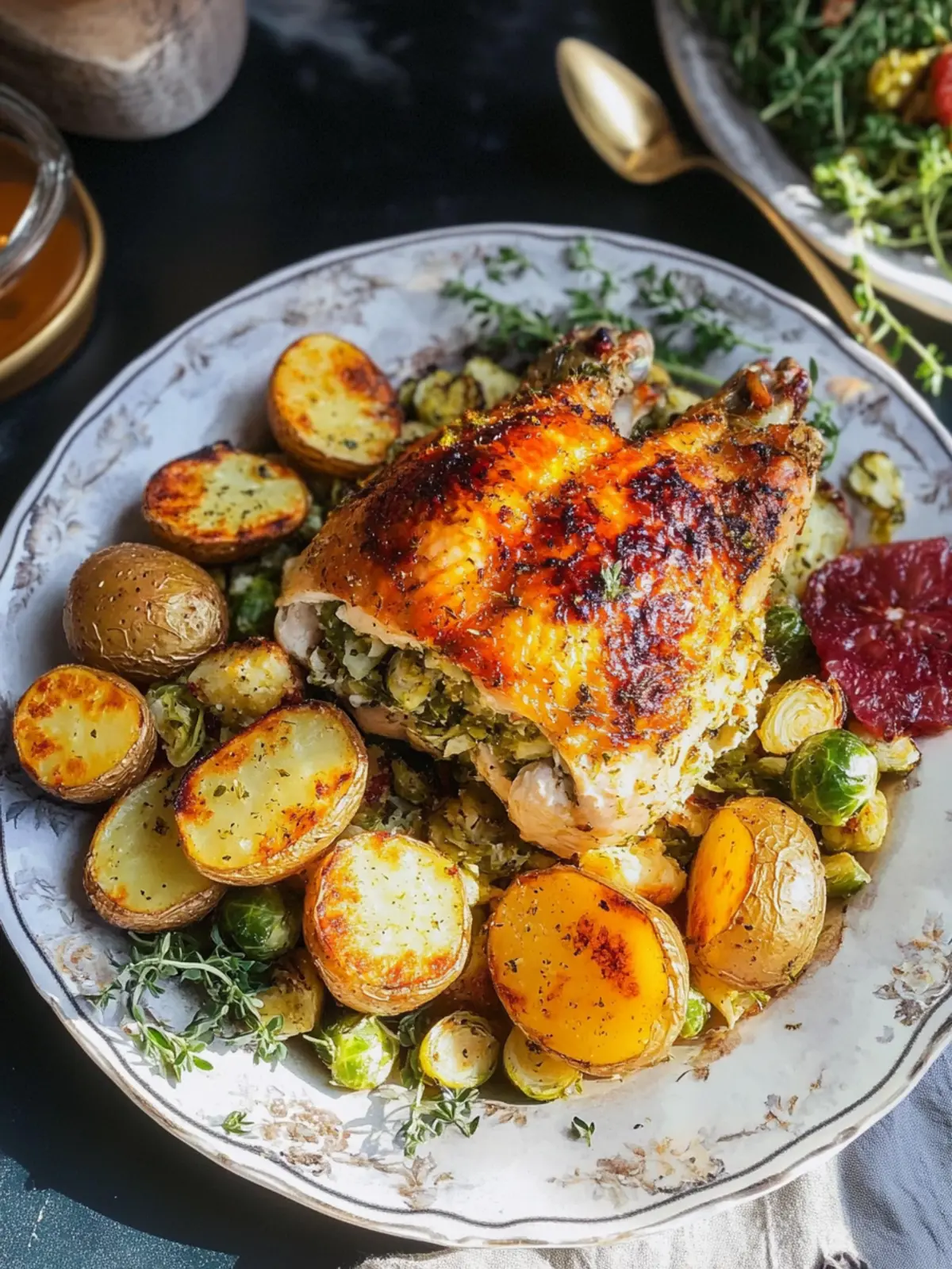 Irresistible Citrus Fennel Stuffed Chicken & Crispy Roasted Potatoes
