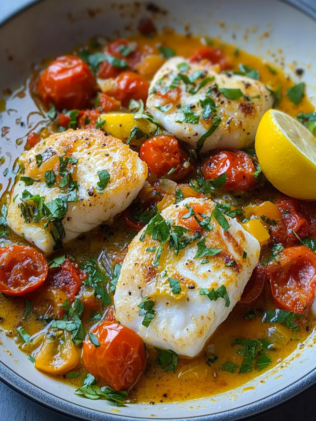 Irresistible Cod in a Tomato Lemon Butter Sauce - 30 Minutes